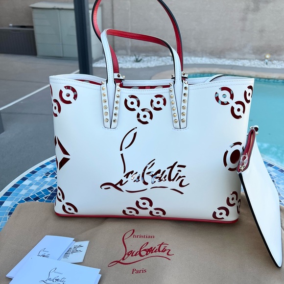 Christian Louboutin | Bags | Christian Louboutin Loubinthesky Cabata Perforated Laser Cut Tote ...